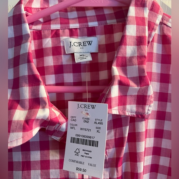 J Crew Factory Tops Brand New Jcrew Pink And White Gingham Button